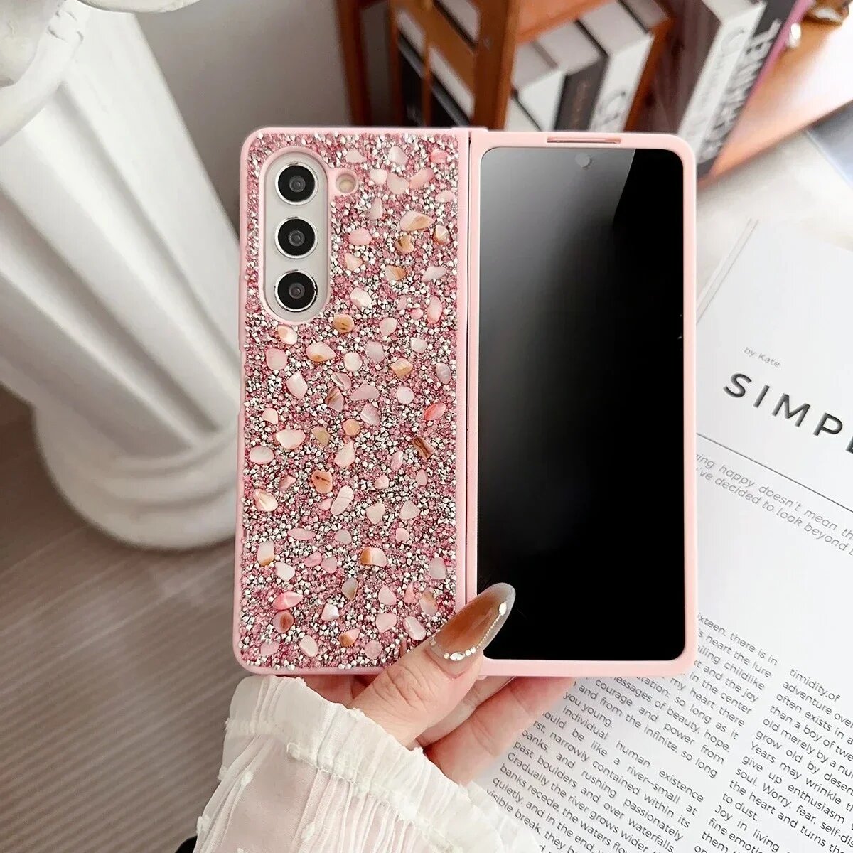 Розовый чехол с блестками для Samsung Galaxy Z Fold6