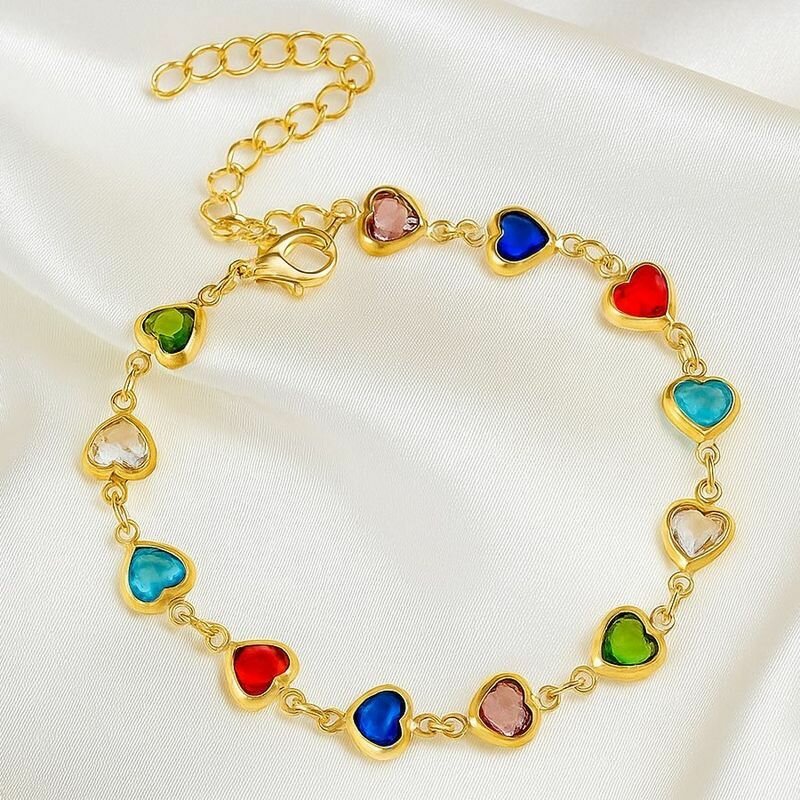 Браслет-цепочка, стекло, стразы