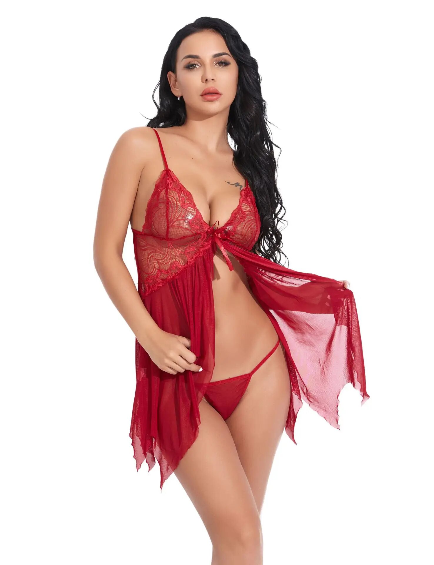 Красное кружевное платье-комбинация Lingerie, размер L