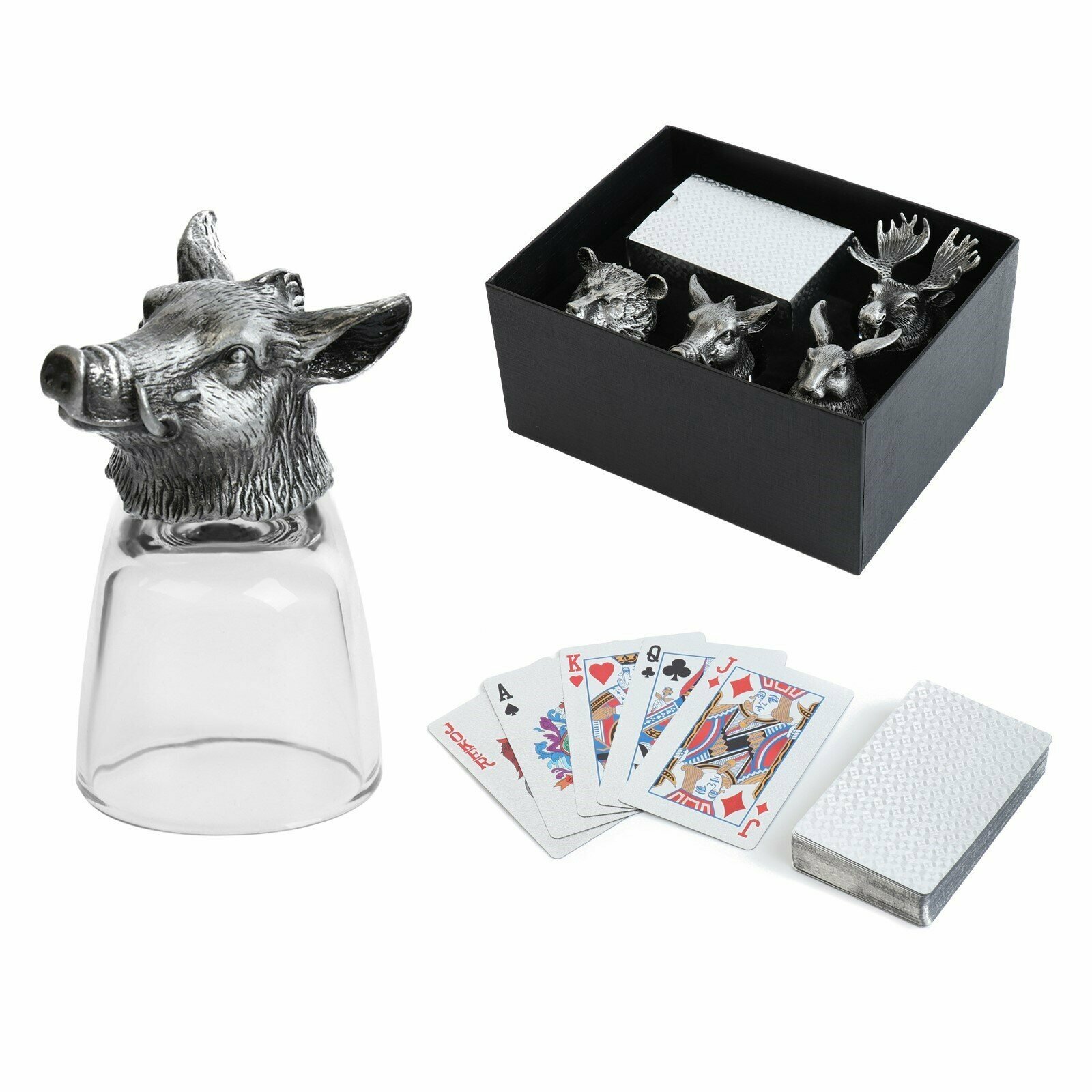 Подарочный набор рюмок-перевёртышей «Настоящему мужчине», на 4 персоны, рюмка 50 мл, карты