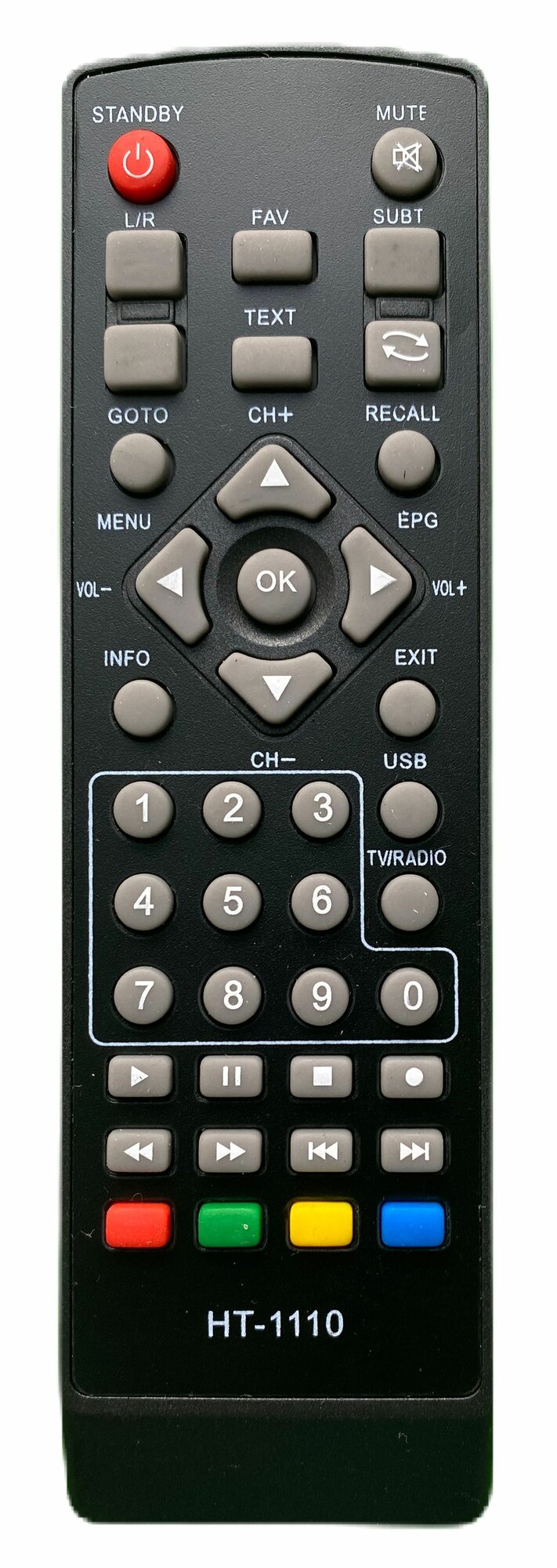 Пульт HT-1110 (REXANT RX-511) DVB-T2 для цифровой приставки Cadena