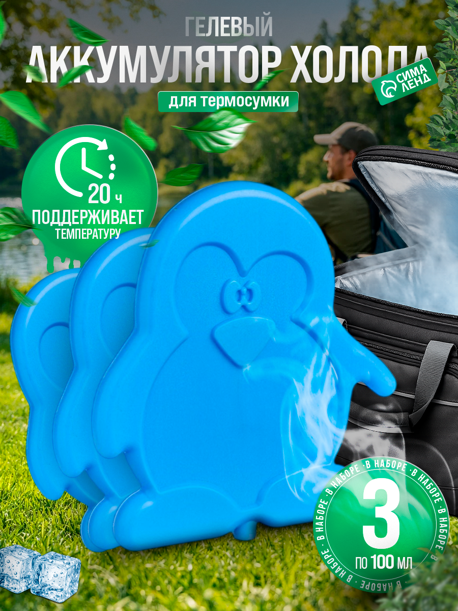 Аккумулятор холода гелевый "Мастер К", набор 3 штуки по 100 мл, хладоэлемент для термосумок, 13 х 12