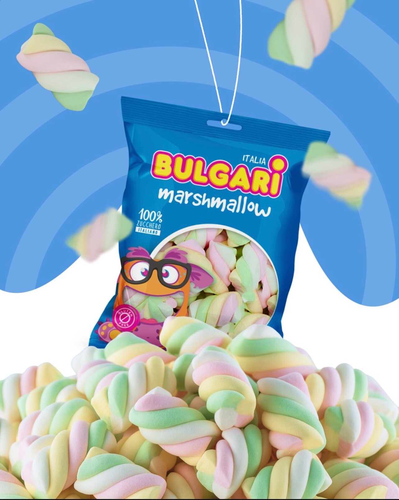 Суфле "Косички разноцветные" 1кг AGOSTINO BULGARI/Италия в виде косичек