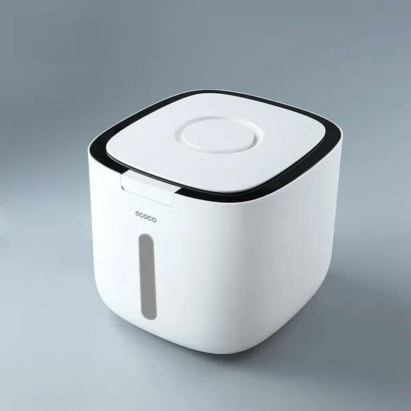 Бак для хранения риса, герметичный от насекомых и влаги, цилиндрический, для макаронов, риса, муки, корма для кошек и собак, домашнее хранение, контейнер для хранения риса, 10Л (Маленький черный 5Л)