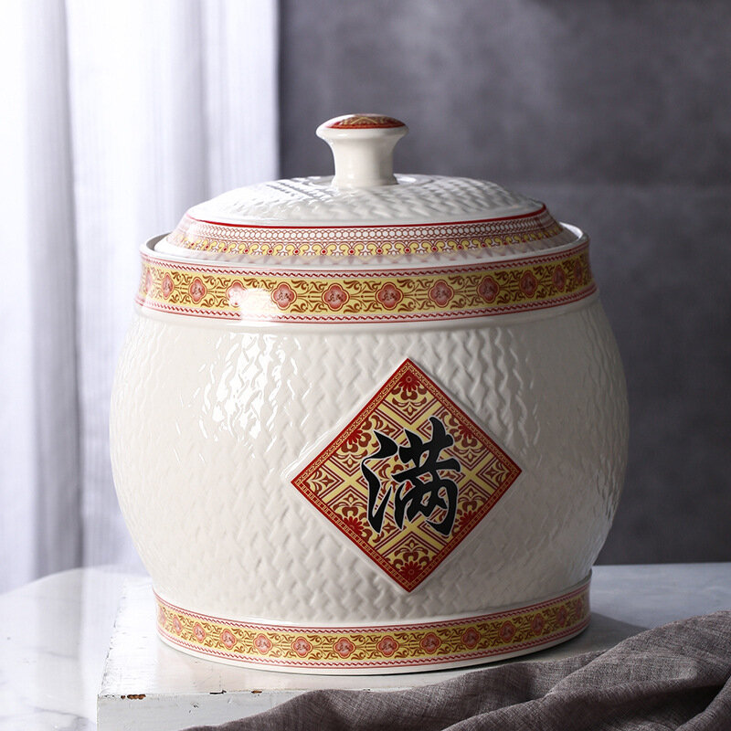 Цзиндэчжэнь, Цзянси, керамическая банка для риса, емкость для риса на 5 фунтов, ящик для хранения риса, герметичная банка, банка для солений, банка для лапши, ящик для круп и риса.