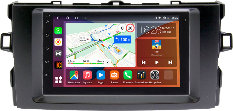 Штатная магнитола Toyota Auris 2006-2012 Canbox H-Line 4478-RP-TYAU15XB-176 Android 10 (4G-SIM, 6/128, DSP, QLed) (173х98)