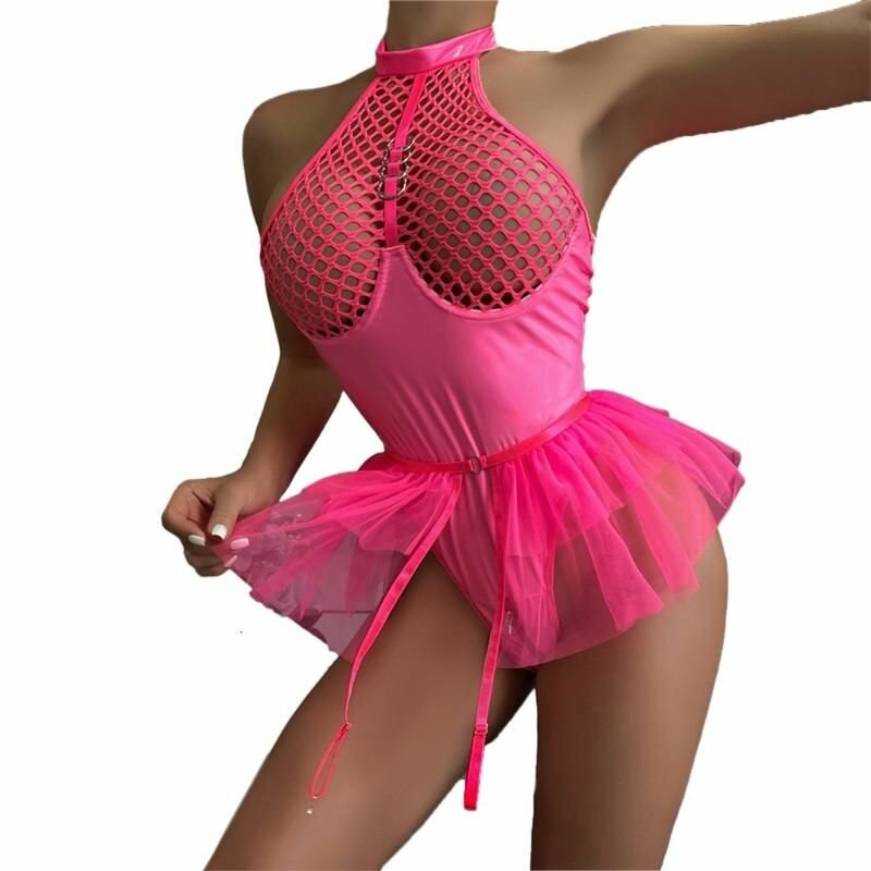 Сексуальное женское боди-комбинезон из сетки, Люминофор - XL