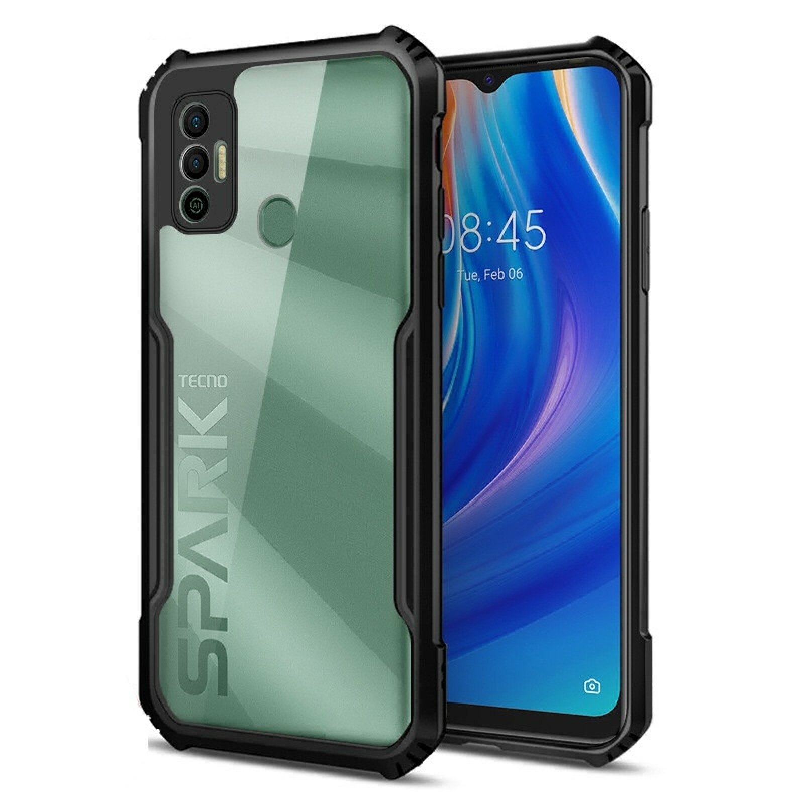 Чехол-накладка MyPads для Tecno Spark 7 из пластика с защитой камеры черный
