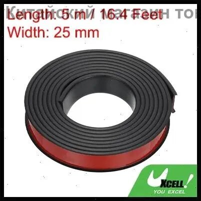 Кромка мебельная клеевая черная, 5 м x 25 мм, для мебели, матовая, на клей