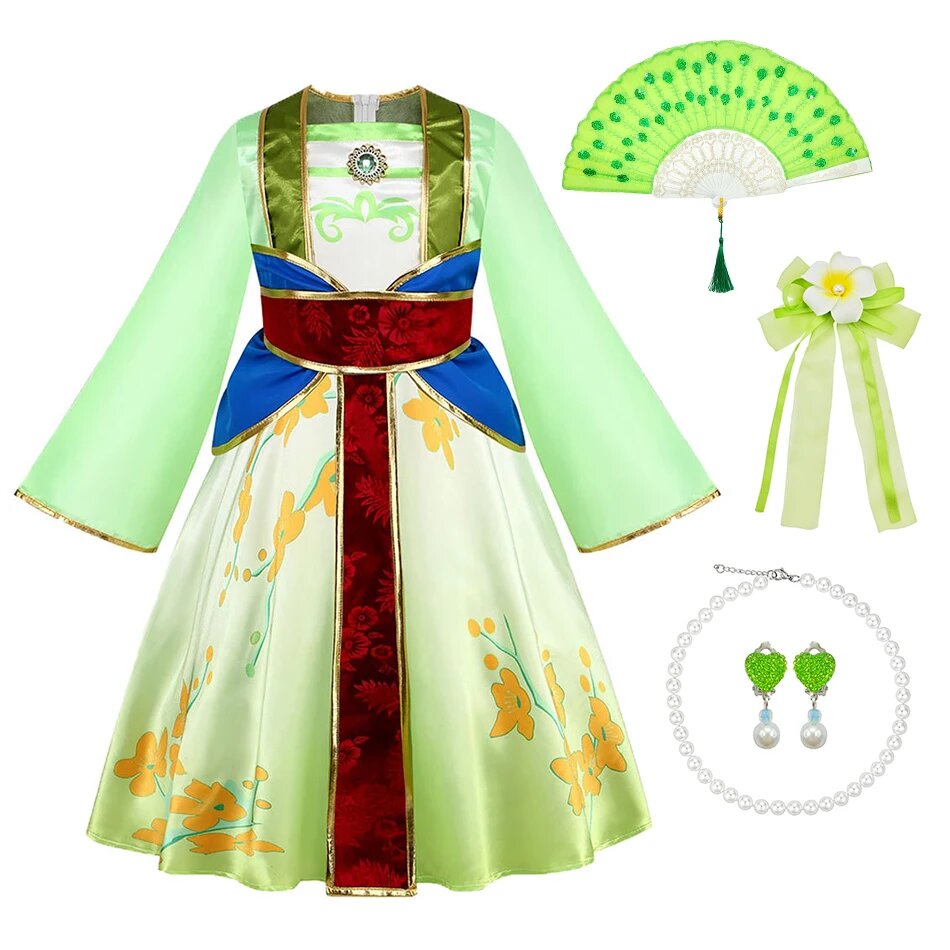 Детское платье принцессы Мулан Disney 4T (Tag 120), Зеленый, Dress Sets 9