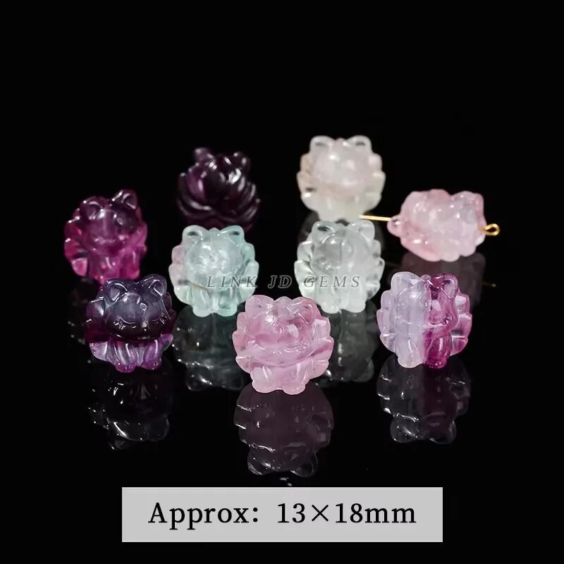 Кулон из розового кварца и аметиста в форме лисы Fluorite