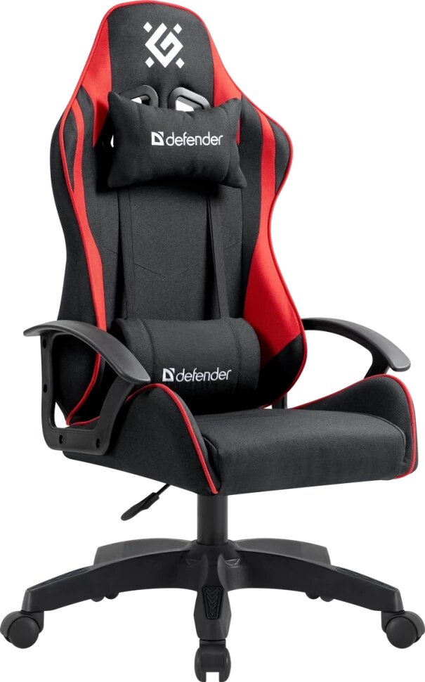 Кресло игровое DEFENDER Kraken (64677) ткань, черное/красное