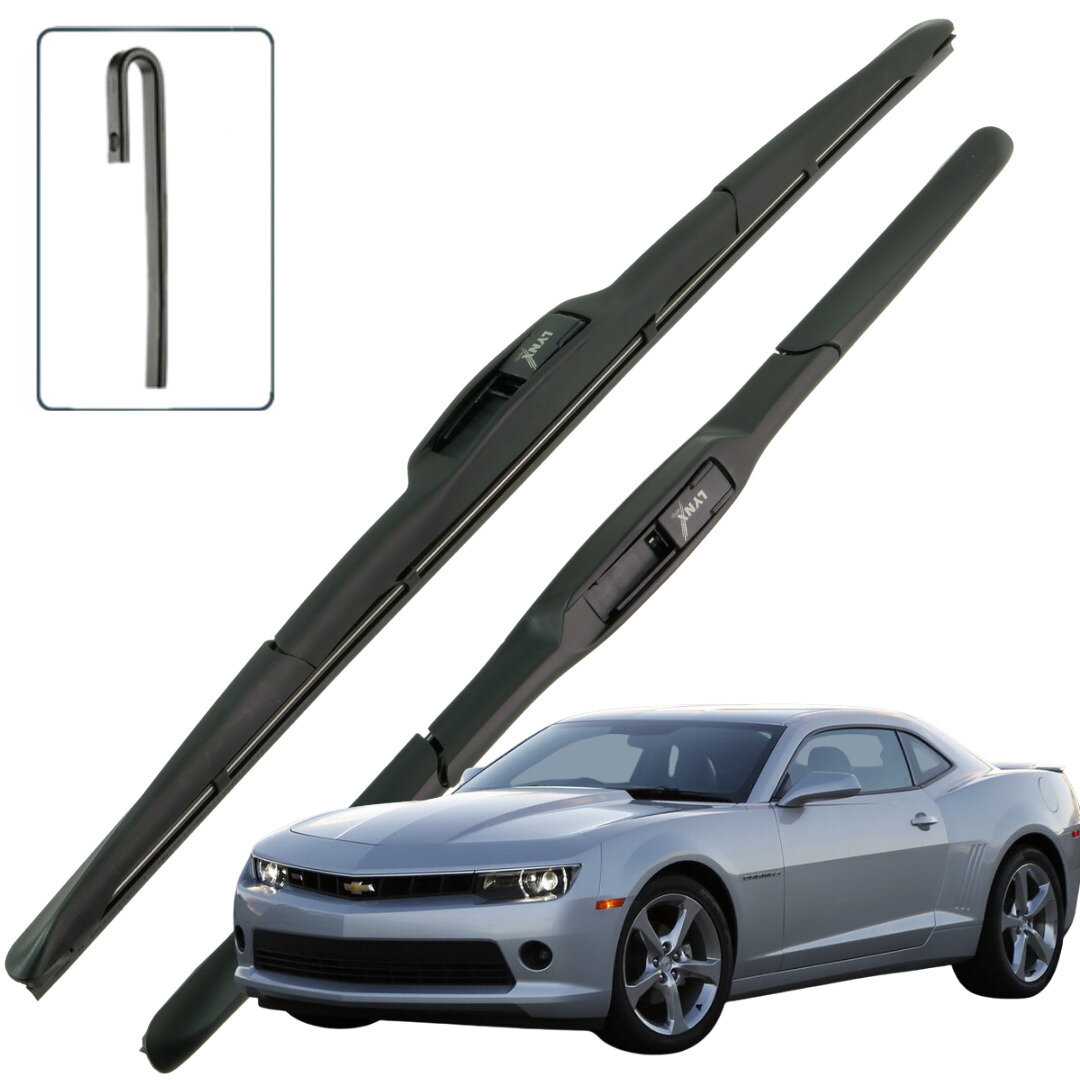 Дворники Chevrolet Camaro (5) / Шевроле Камаро рест. 2013 / 2014 / 2015 / 2016 Щетки стеклоочистителя гибридные ОЕМ для автомобиля LYNXauto к-т 2шт, 600мм-530мм