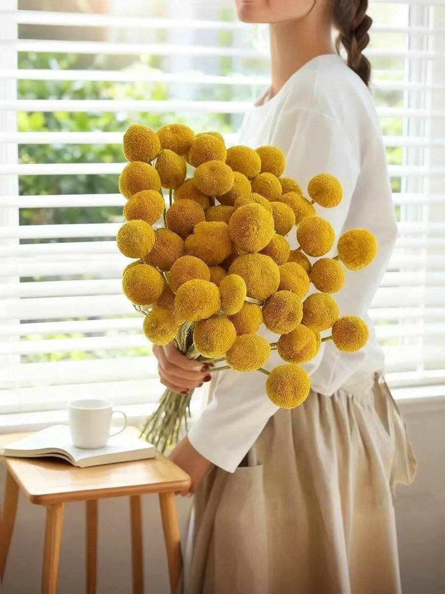 Европейский стиль, праздничный подарок, букет из сухих цветов Золотой шар, 42 см, набор из 5 штук