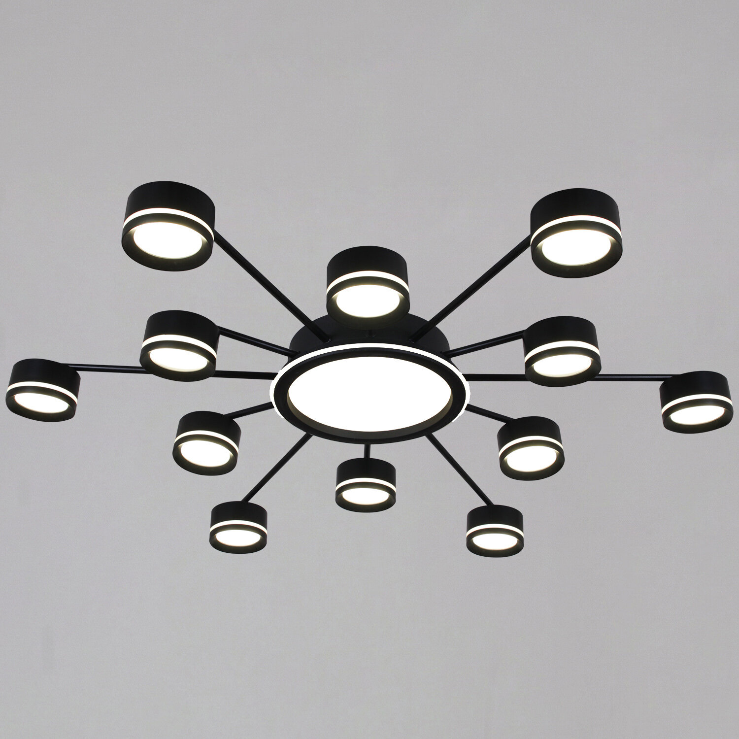 Люстра потолочная Reluce, Светильник для спальни, гостиной и зала, 108Вт, GX53+LED, 20590-0.3-6+6+1 Black