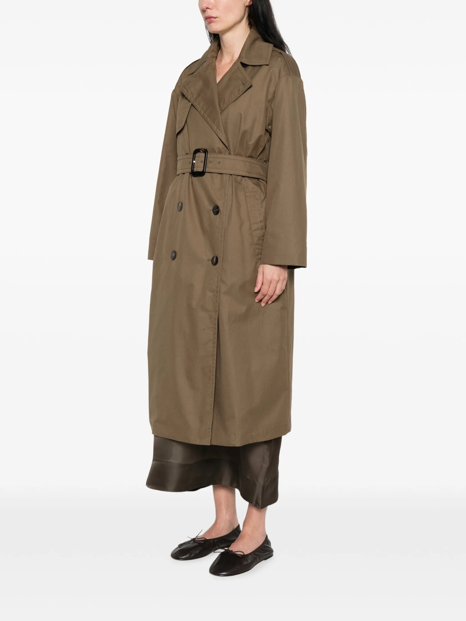 Пальто Max Mara Double-breasted belted coat, размер 38, зеленый, — фото 1