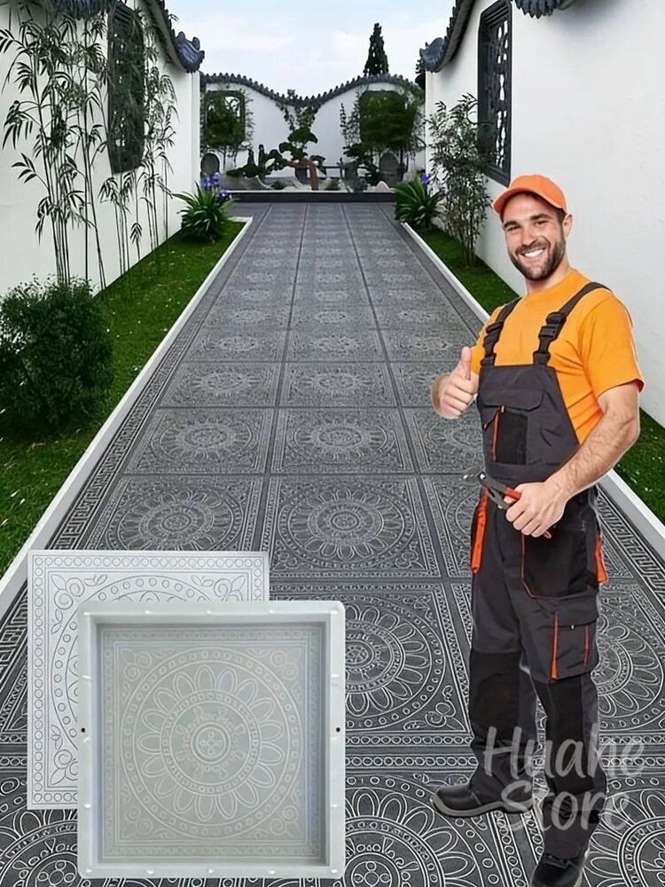 1 форма для укладки тротуарной плитки для дорожки, пластик, квадратная форма