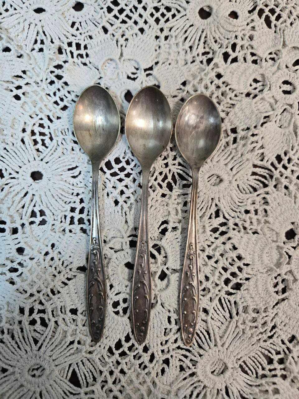 Винтажный советский набор чайных ложек, с рисунком пламя, СССР