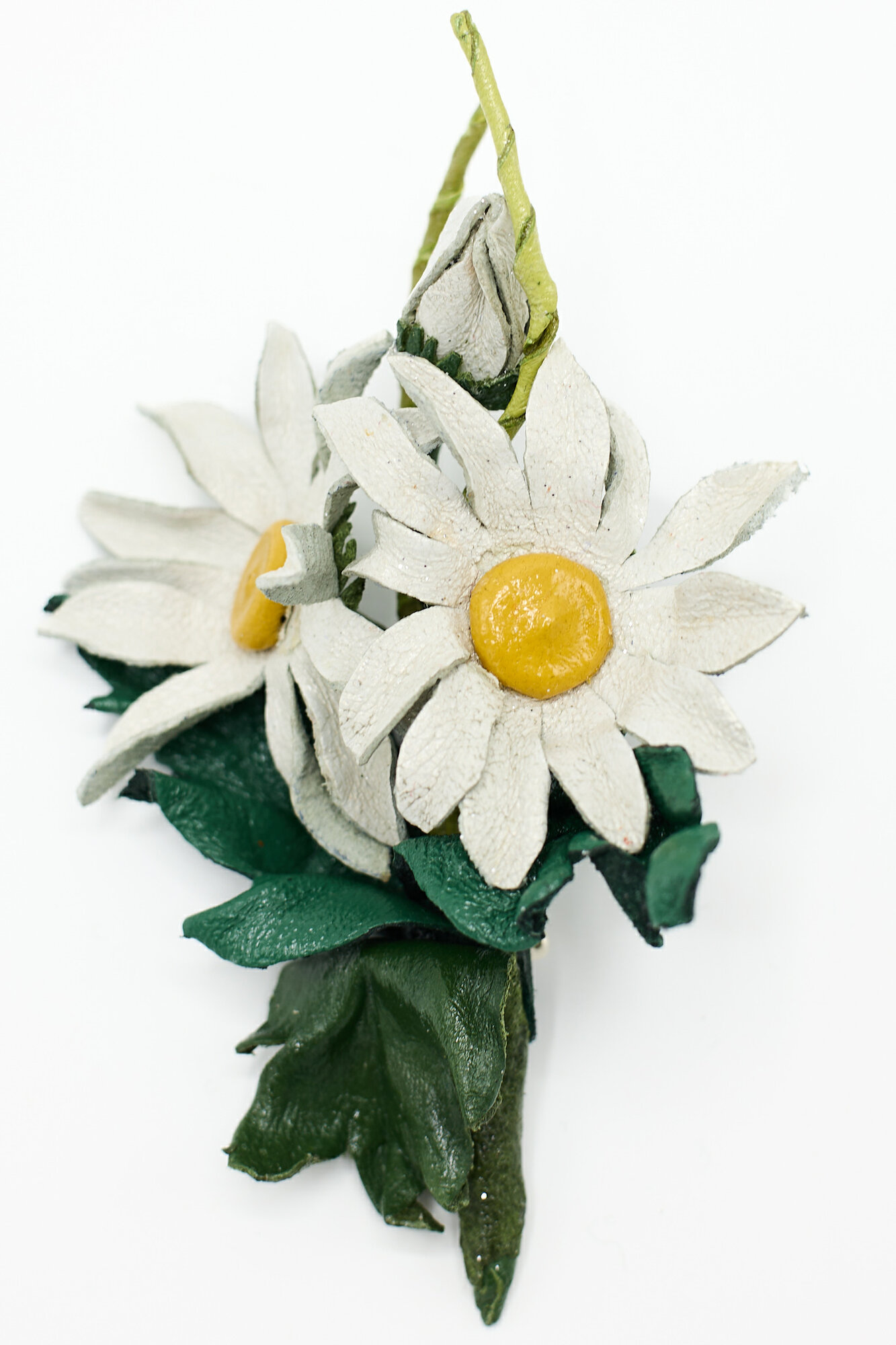 Брошь, кожа