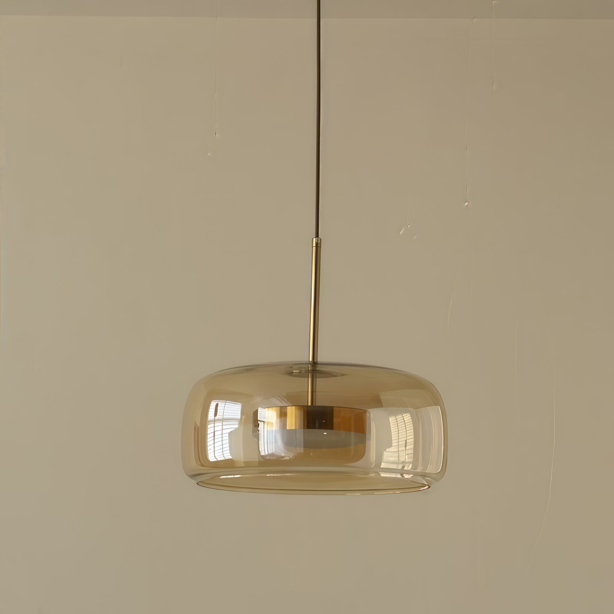 Стеклянная люстра, регулировка по высоте, LED свет, желтый плафон,33cm