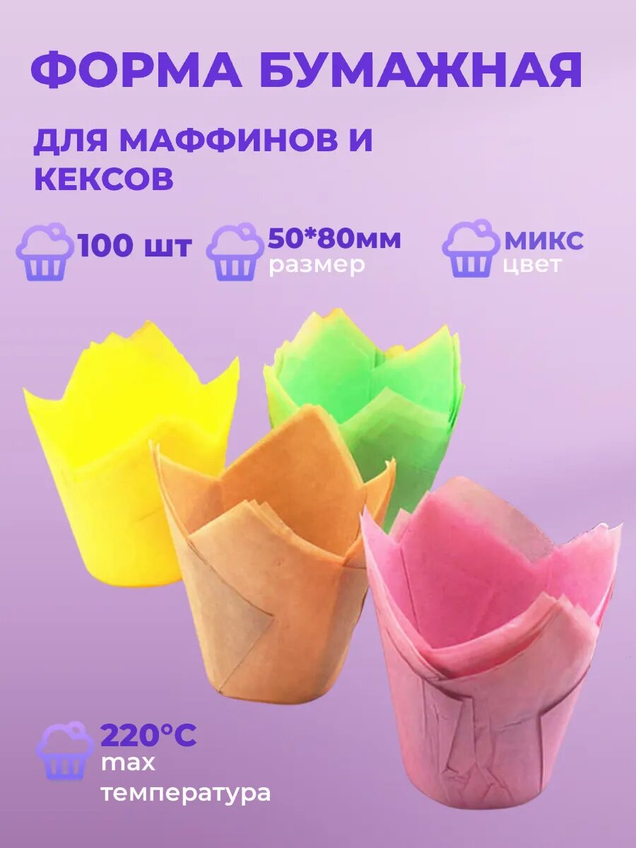 Набор форм для маффинов 4 цвета