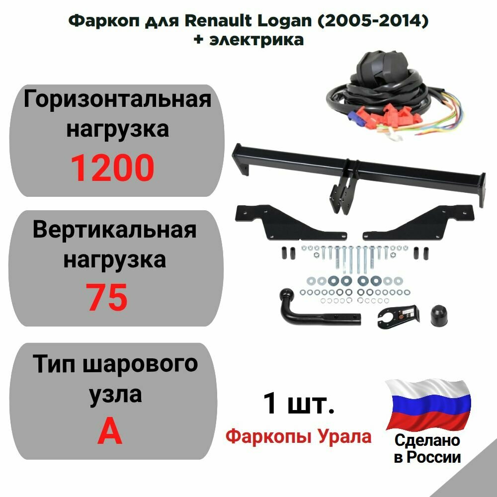 Фаркоп для Renault Logan (2005-2014) + электрика "Фаркопы Урала" U47041