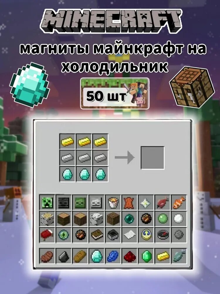 Наклейка на холодильник Майнкрафт Minecraft