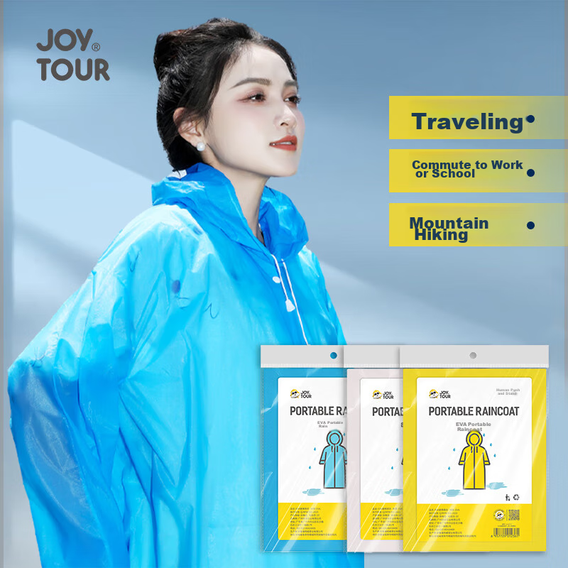 JOYTOUR Полупрозрачная утолщенная EVA-дождевик для мужчин и женщин Водонепроницаемый многоразовый синий Цвет：Дождевик