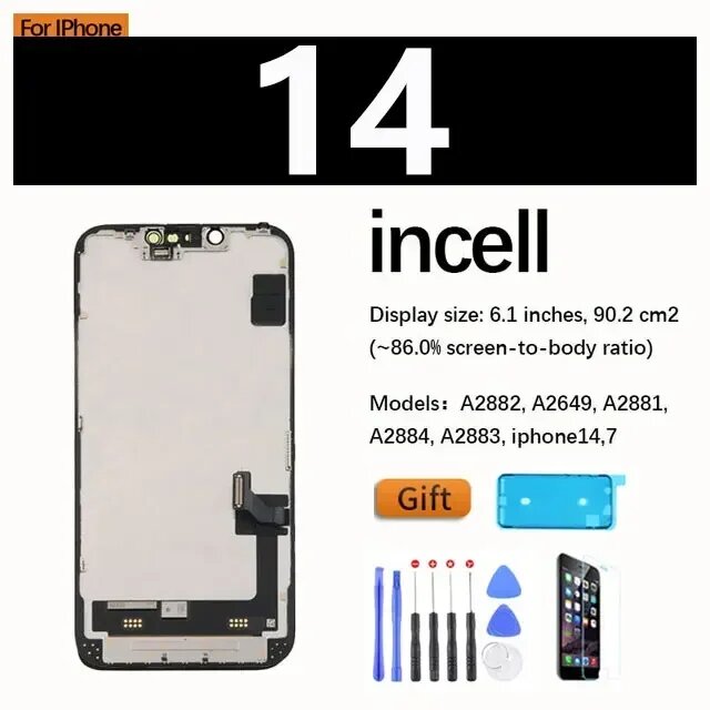 Дисплей для iPhone 14 In-cell, A2882, A2649, A2881, A2884, iPhone14,