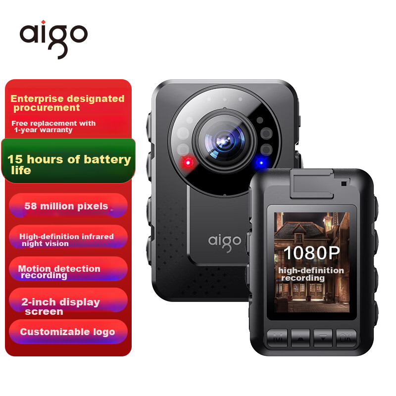 Aigo портативный мини-рекордер HD с аудио и видео записью для спорта T2-64G Функции：58 МП сенсор 15 часов автономной