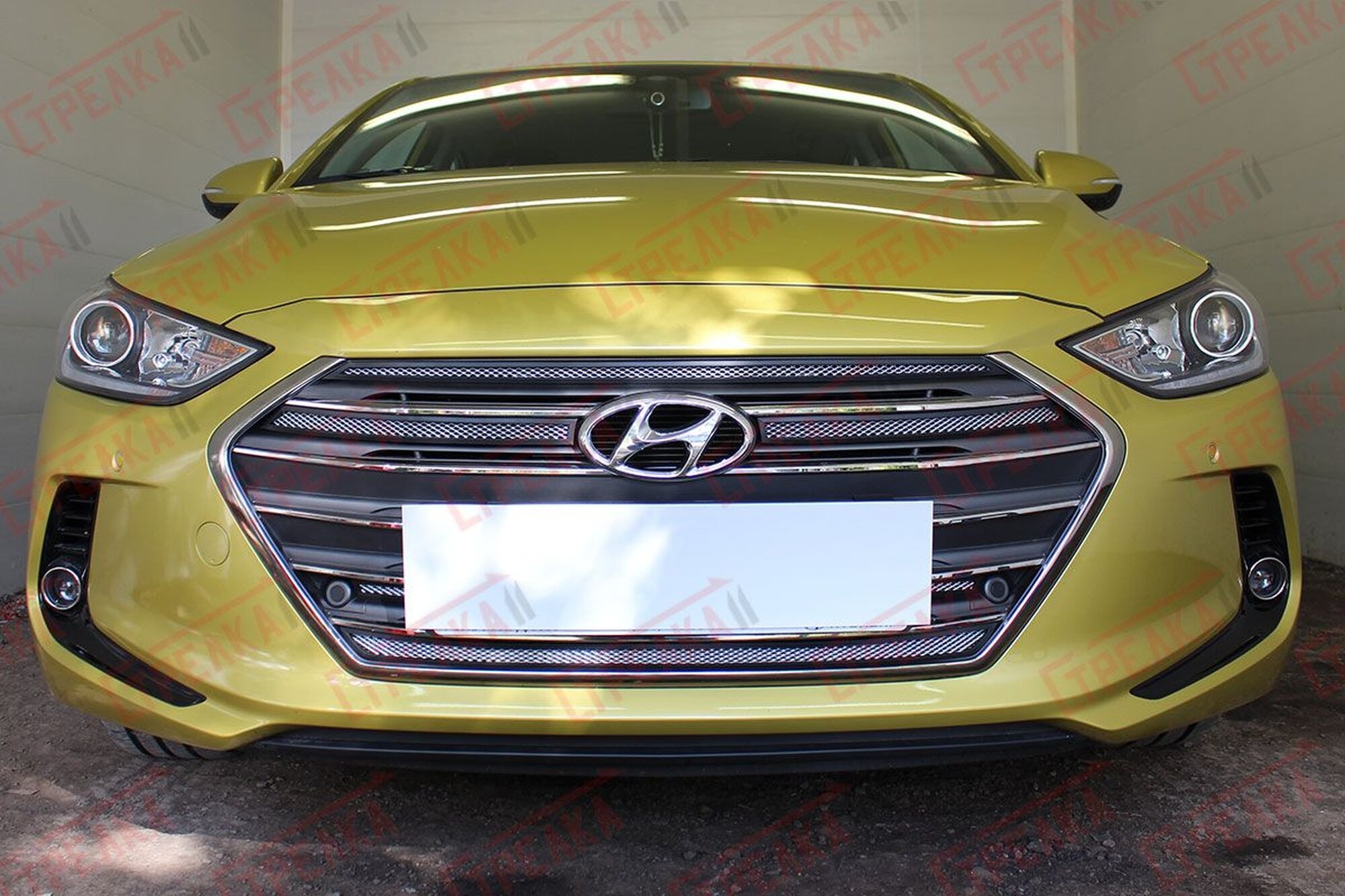 Защитная сетка радиатора с окантовкой и защелками для Hyundai Elantra (AD) 2015-2019 (VI), 6шт, хром