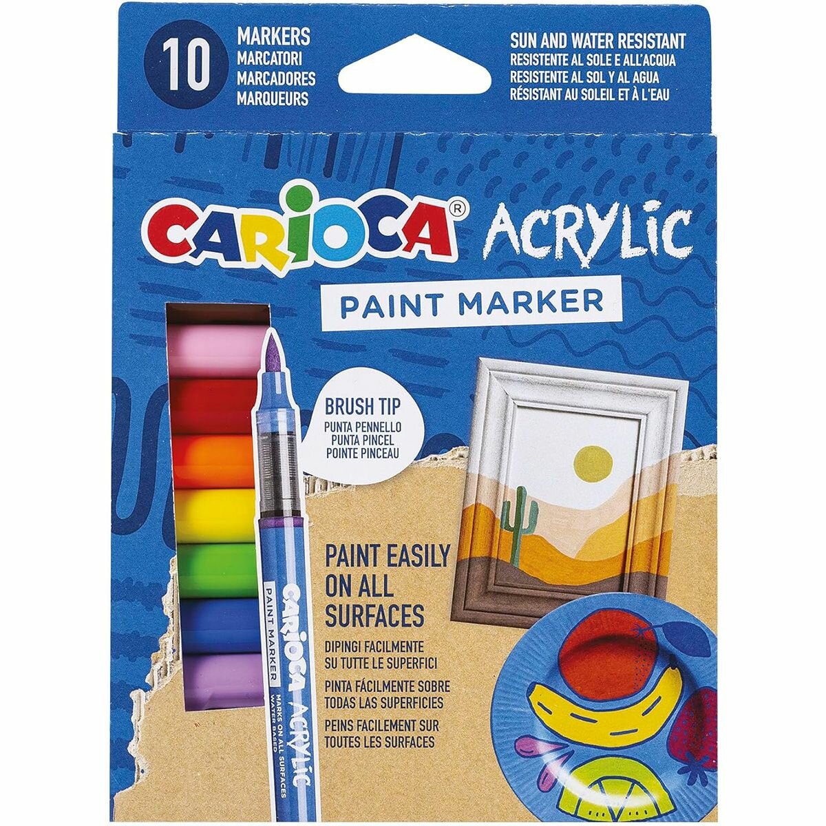 CARIOCA Paint Marker маркер-кисть с акриловыми чернилами на водной основе, набор 10 цветов 45281