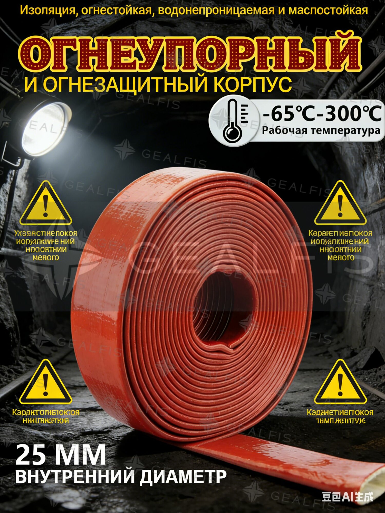 Термозащита выхлопа для автодома и кемпера 25 мм, 1 м — огнеупорная изоляция для автономных отопителей Webasto и Планар, безопасный монтаж в фургоне