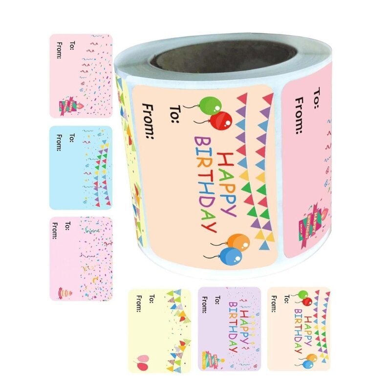 300шт Этикетка Для Упаковки на День Рождения 50x38 мм Клейкая Этикетка Наклейка с Именем на День Рождения для Печати Конверта Открытки и Упаковки