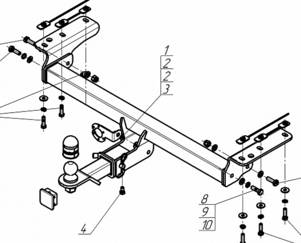 Фаркоп Motodor для Changan Cs75 Plus 2024- (паспорт и сертификат в комплекте, без электрики) 97210-E