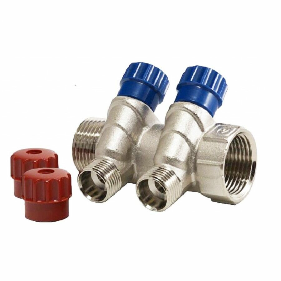 Коллектор Valfex с регул. вентилями, 1"х 2 вых. 1/2" нар. (VF.560. N.0602)