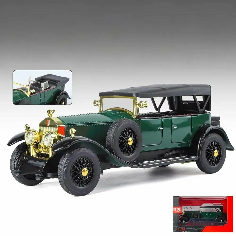 Коллекционирование автомобилей Роллс-Ройс Фантом I Кабриолет (1925-1931), Детские игрушечные модели автомобилей 1:24 Rolls Royce Phantom I 1925 Luxury classic retro, Модель сплава, Со звуком и светом