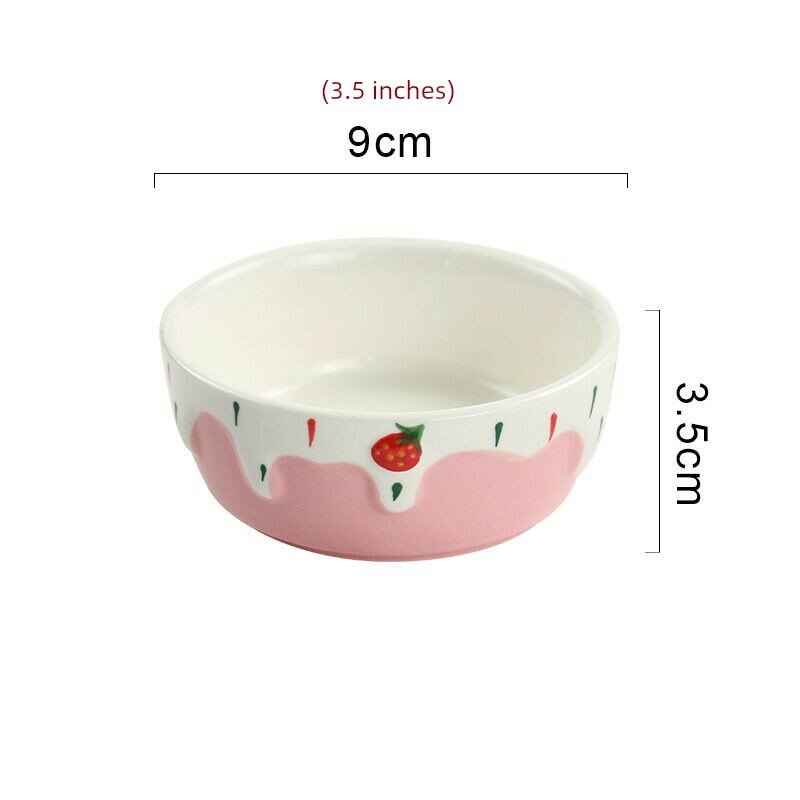 Розовый стройberry-паттерн керамическая миска для кроликов, 9 см диаметр