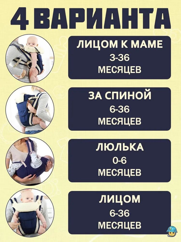 Переноска для детей Enkafer кенгуру переноска для новорожденных от 0 до 24 месяцев до 18 кг темно-синий — фото 1