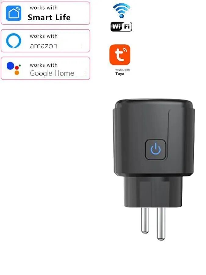 Розетка Tuya Smart Life для умного дома, розетка с дистанционнымWIFI управлением, 20A, с монитором питания, европейская вилка, для Alexa Google Home Assistant
