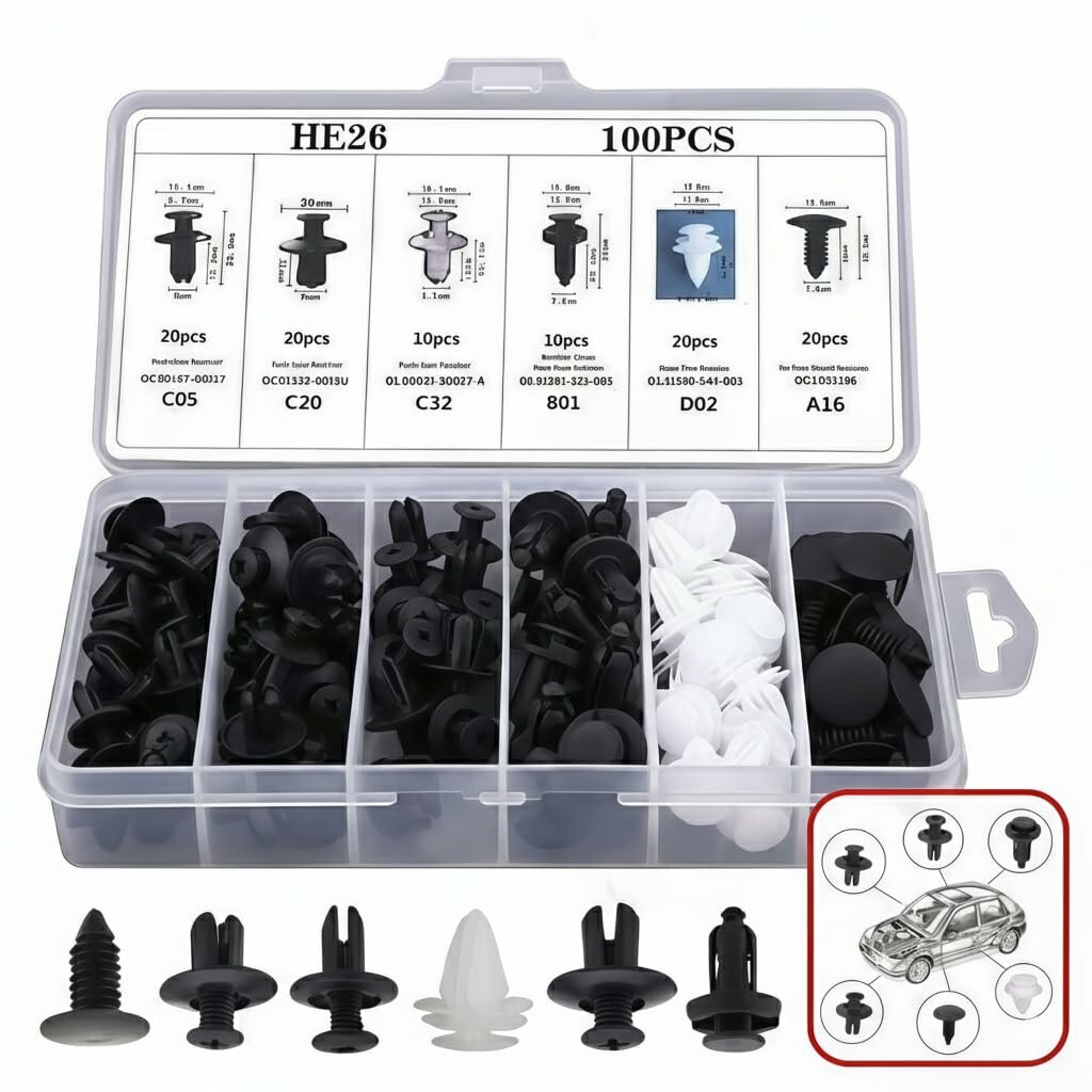 Коробочный набор из 100 шт. Зажимы для подкрылков бампера, 6 размеров, набор фиксаторов нажимного типа для Chevrolet Ava