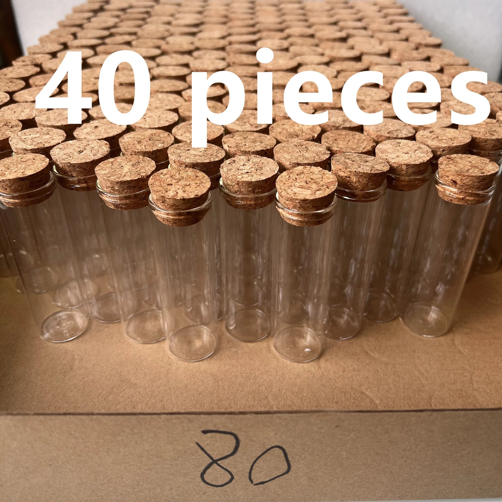 Стеклянные пробирки с пробкой, 40 pieces