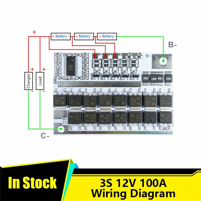 Модуль защиты аккумуляторов Li-Po 3S/4S/5S 12V/16.8V/21V 100A 3S 12V 100A