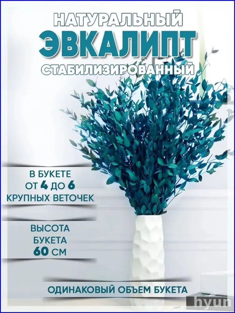 Сухоцветы Эвкалипт, 58 см, 270 гр, 1 шт