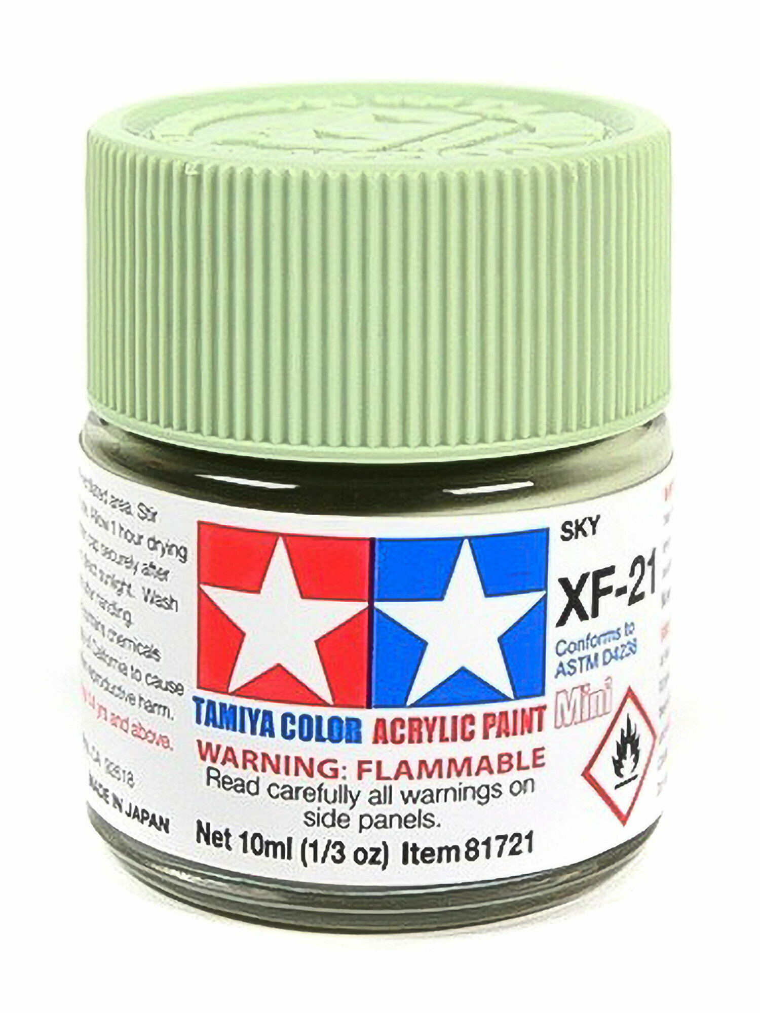 Краска акриловая Tamiya Color XF-21 Sky 81721 небесная матовая, 10 мл