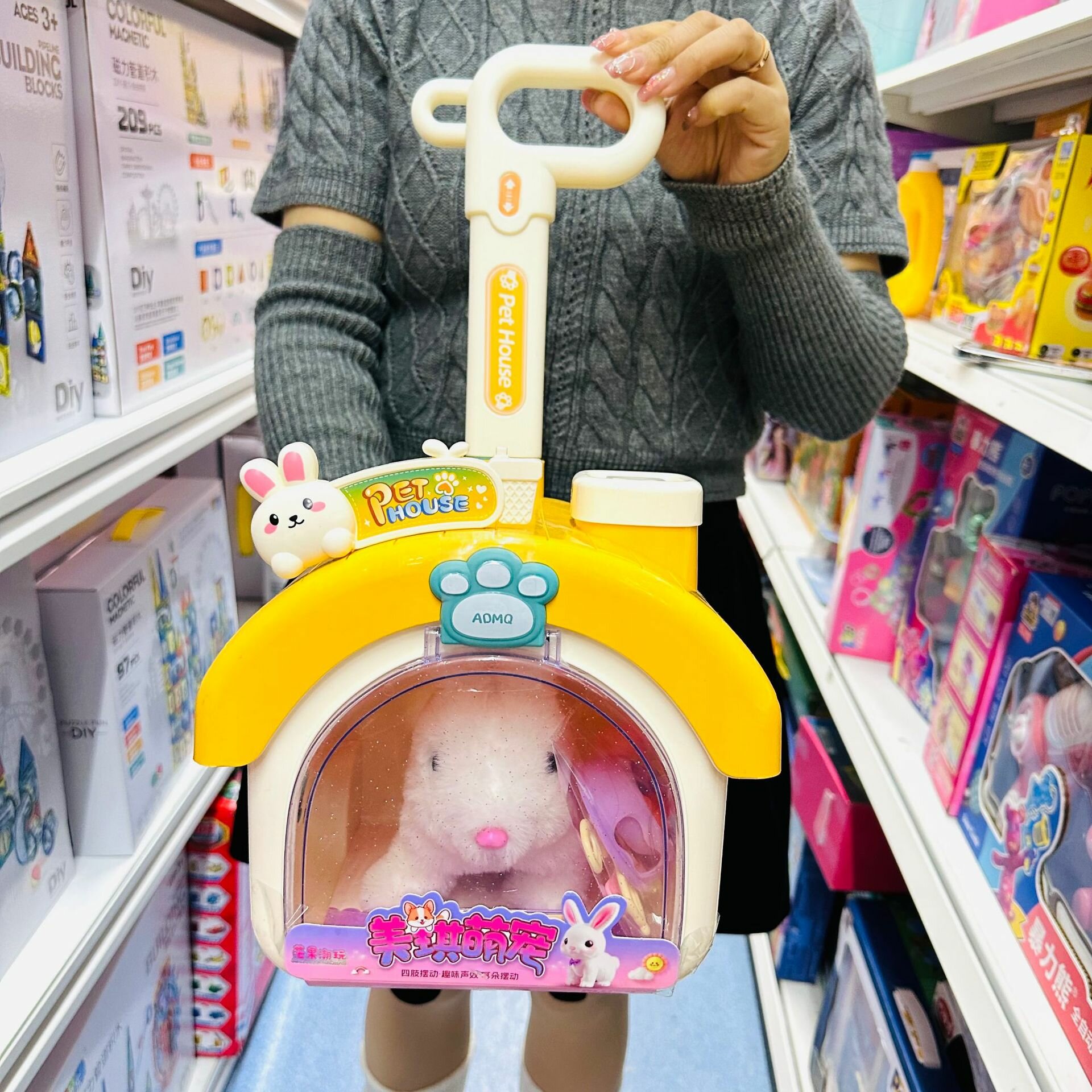 Супер милая игрушка для детей Super Shengmang: электрическая плюшевая собака, кролик, чемодан-тележка, маленький домик, игрушечный домик для питомца.