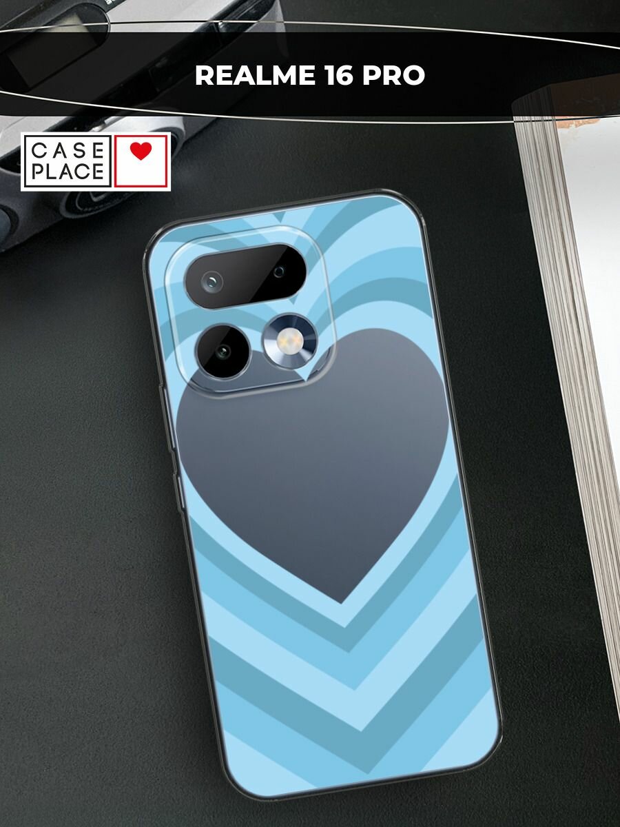 Чехол на Realme 16 Pro / Реалме 16 Про с принтом Blue heart, прозрачный
