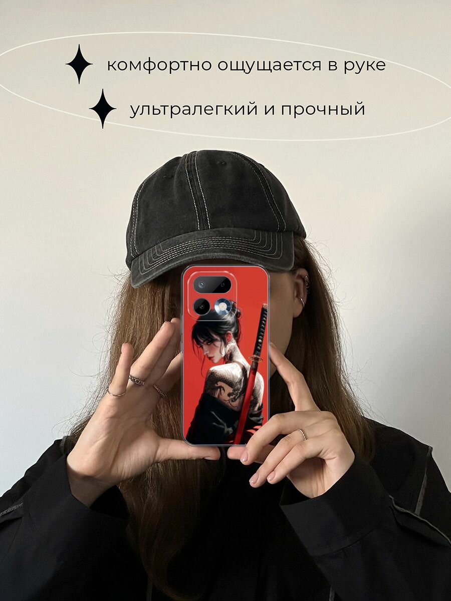 Чехол на Realme 16 Pro / Реалме 16 Про с принтом Девушка самурай с катаной — фото 1