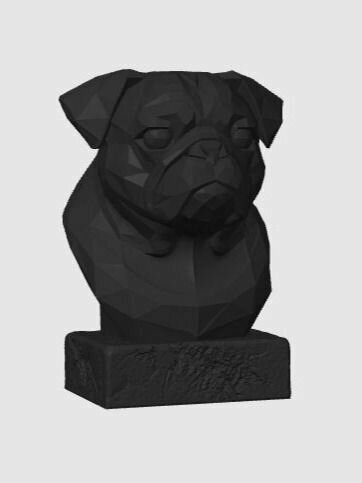 Эксклюзив! Бюст Низкополигонального Мопса (10см, черный) - Верный друг, подарок, талисман