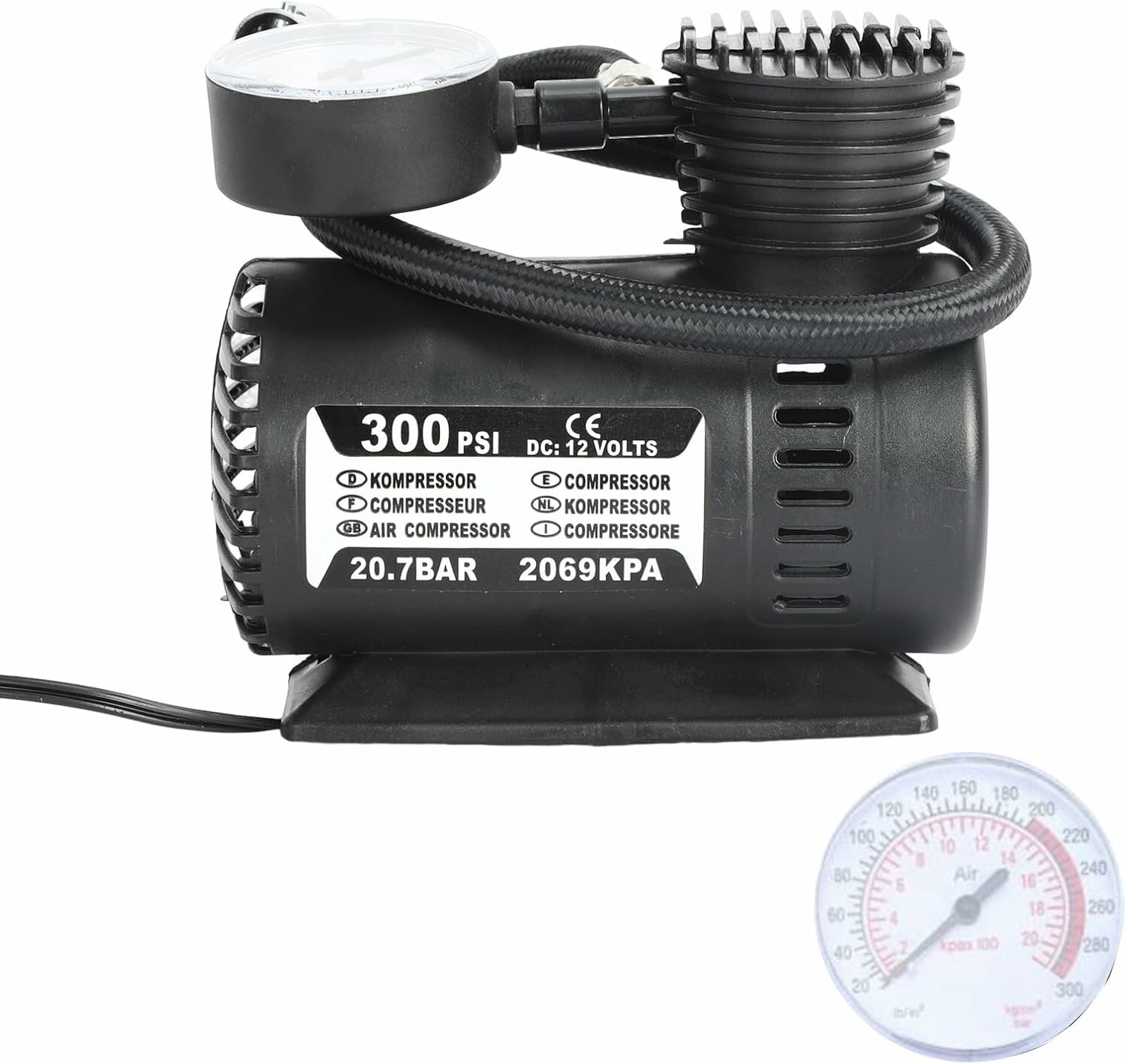 2 В, компактный электрический насос для подкачки шин с манометром для точного накачивания, малошумный мини-воздушный нас